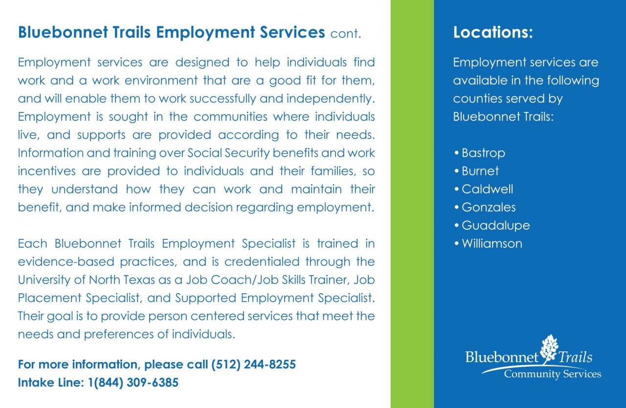 Supported Employment | Bluebonnet Trails